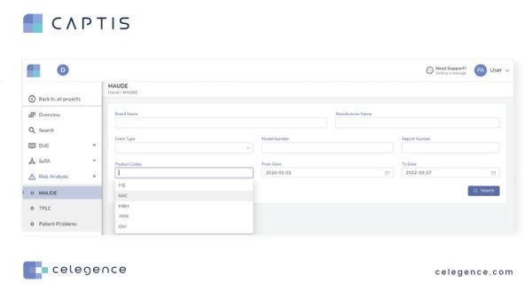 FDA MAUDE / TPLC Integration - CAPTIS™ Feature