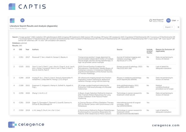 Automatic Literature Report Generation - CAPTIS™ Feature