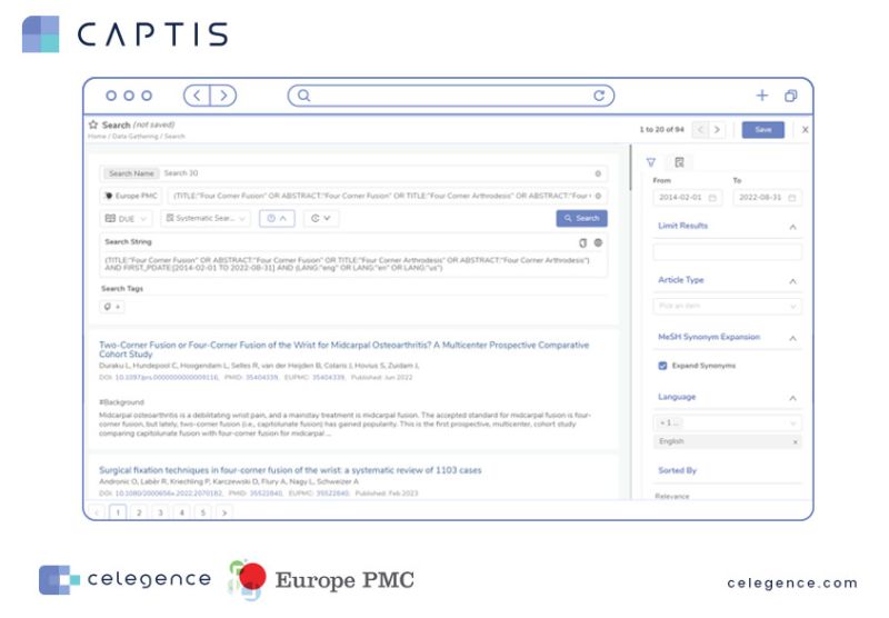 Europe PMC Integration - CAPTIS™ Features | Celegence
